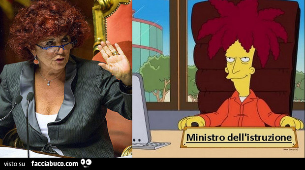 Valeria Fedeli come Telespalla Bob dei Simpson - Facciabuco.com